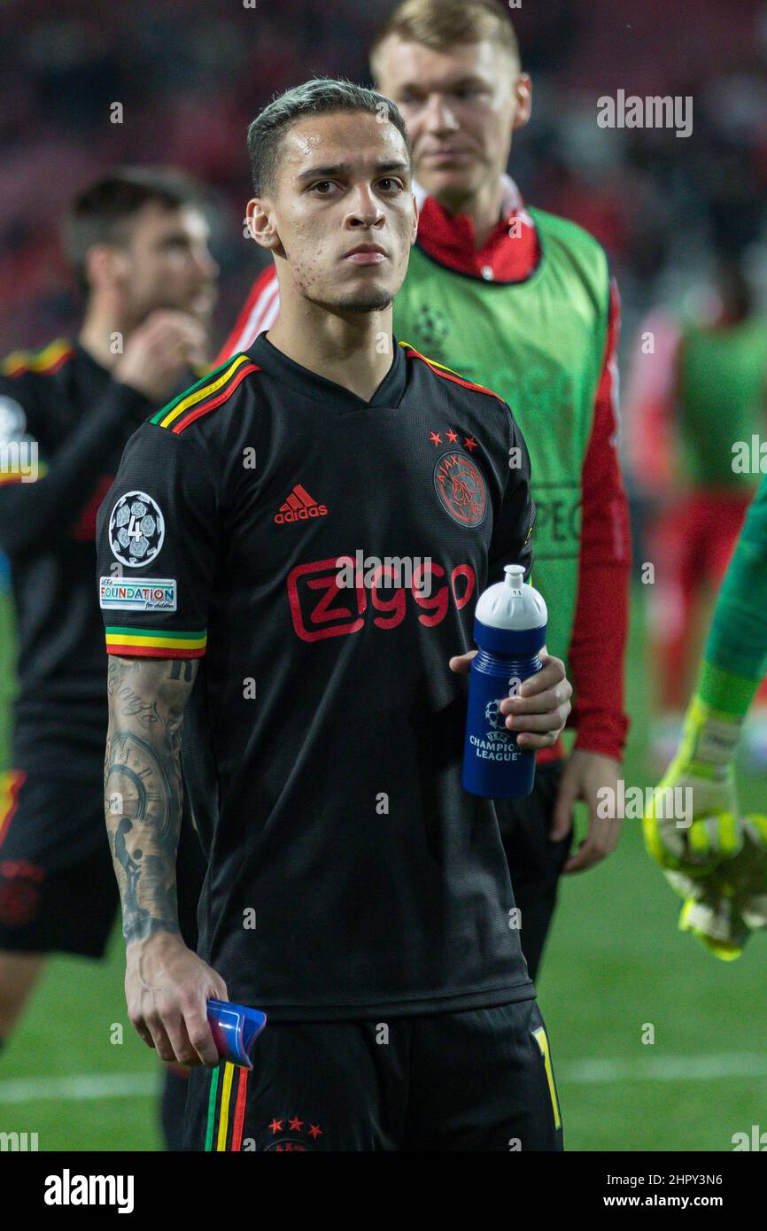 February 23, 2022. Lisbon, Portugal. Ajax's forward from Brazil Antony ...