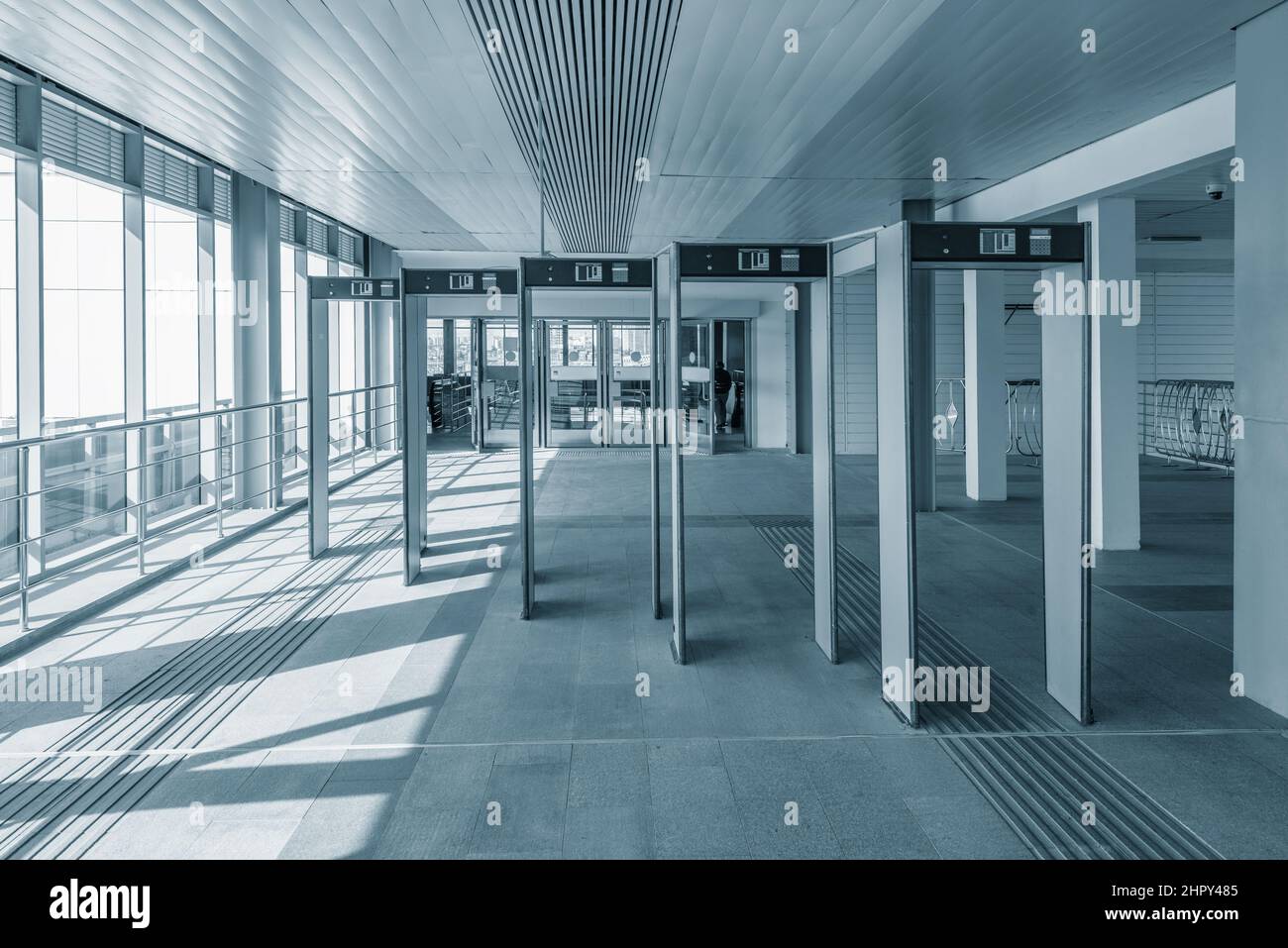 Security checkpoint in the railway station corridor Stock Photo - Alamy