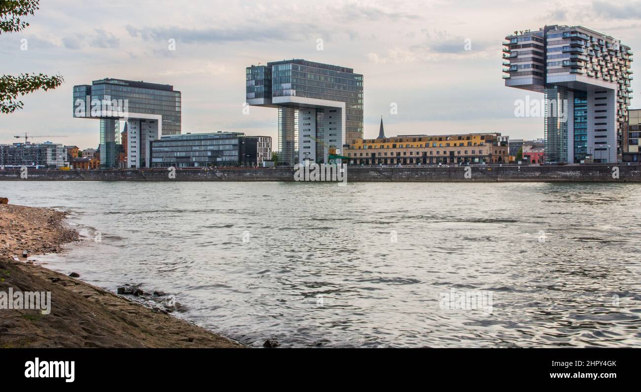The Rhine River,the buildings and the Cityscape of Cologne NRW Germany ...