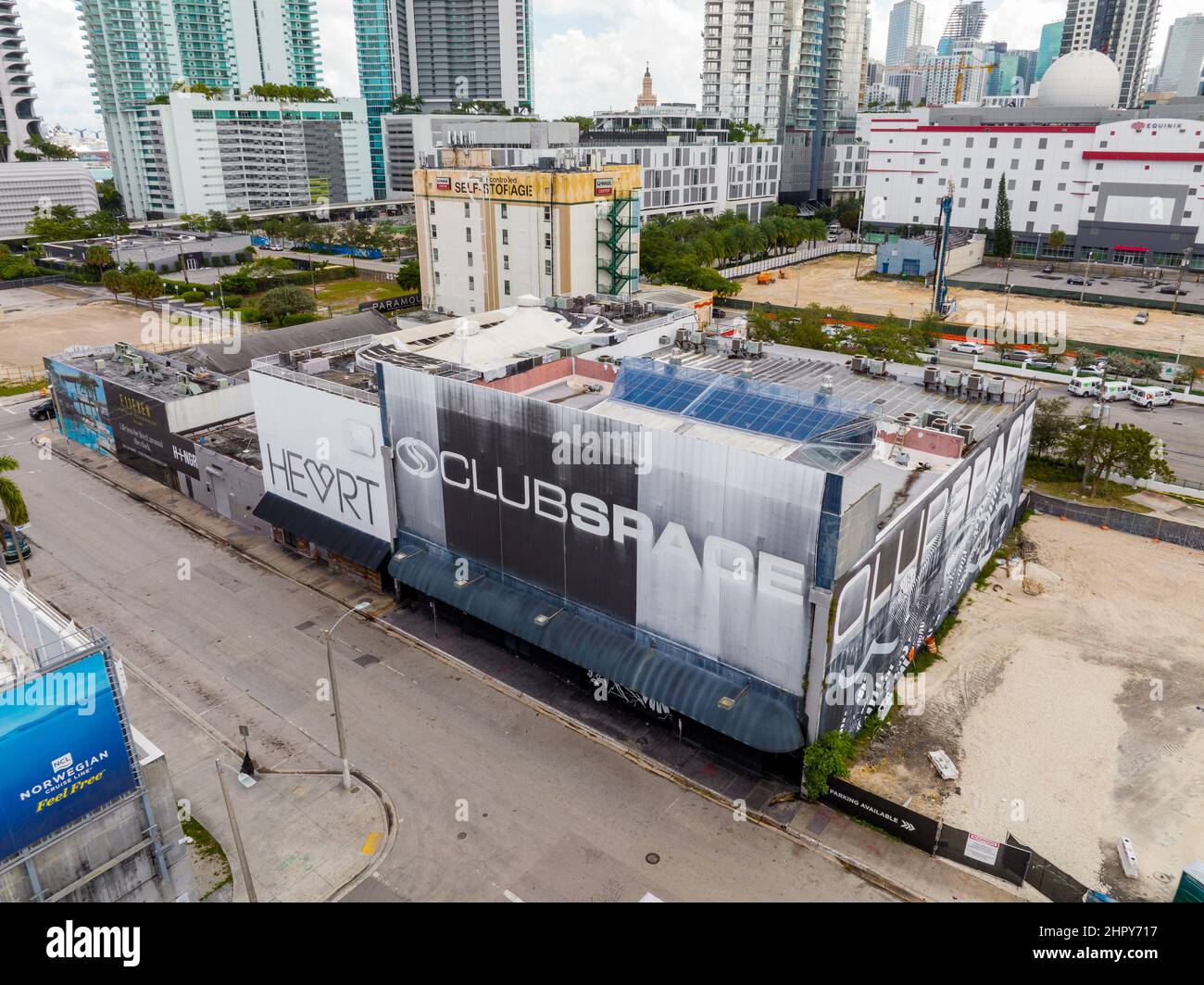 Miami, FL, USA - February 15, 2022: Aerial photo Club Space Downtown ...