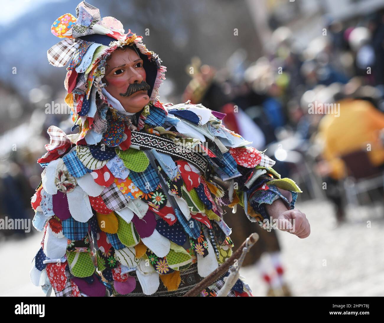 Mittenwald, Germany. 24th Feb, 2022. One of the traditional carnival ...