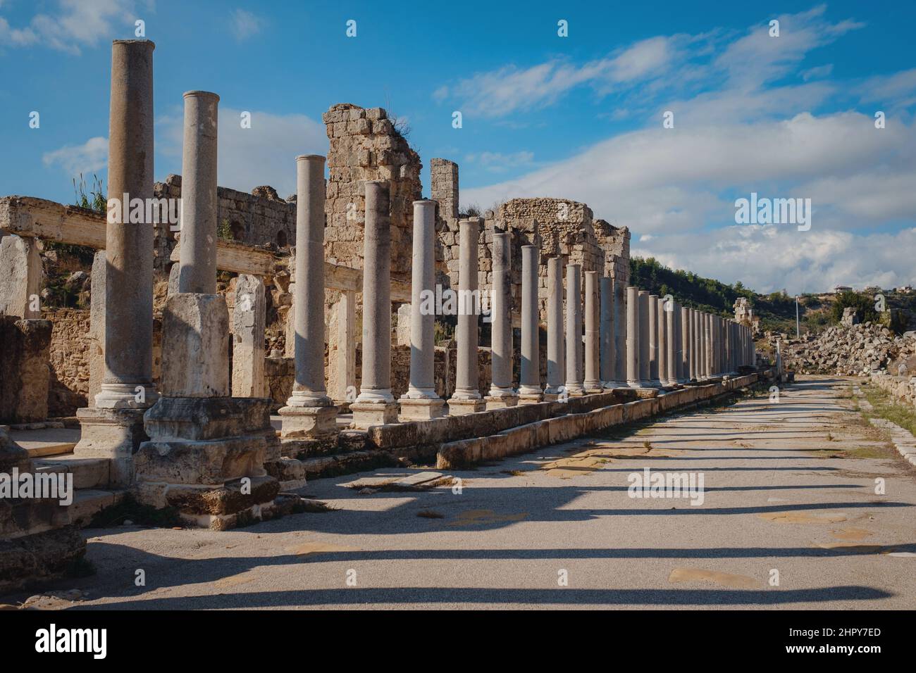 Agora columns with great sky viewin Perge or Perga ancient Greek city ...