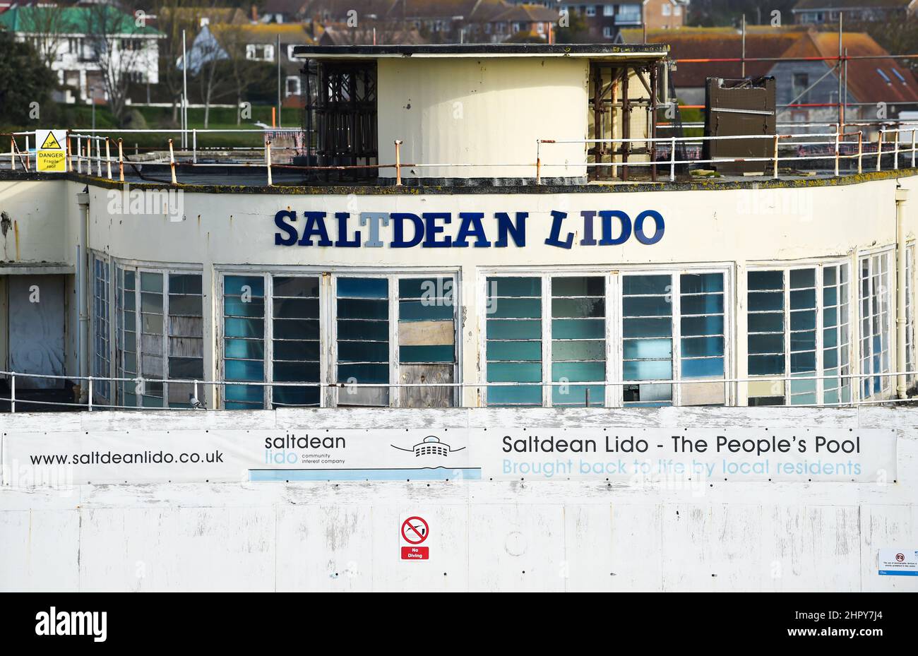 Saltdean Lido refurbished swimming pool with the Art Deco building ...
