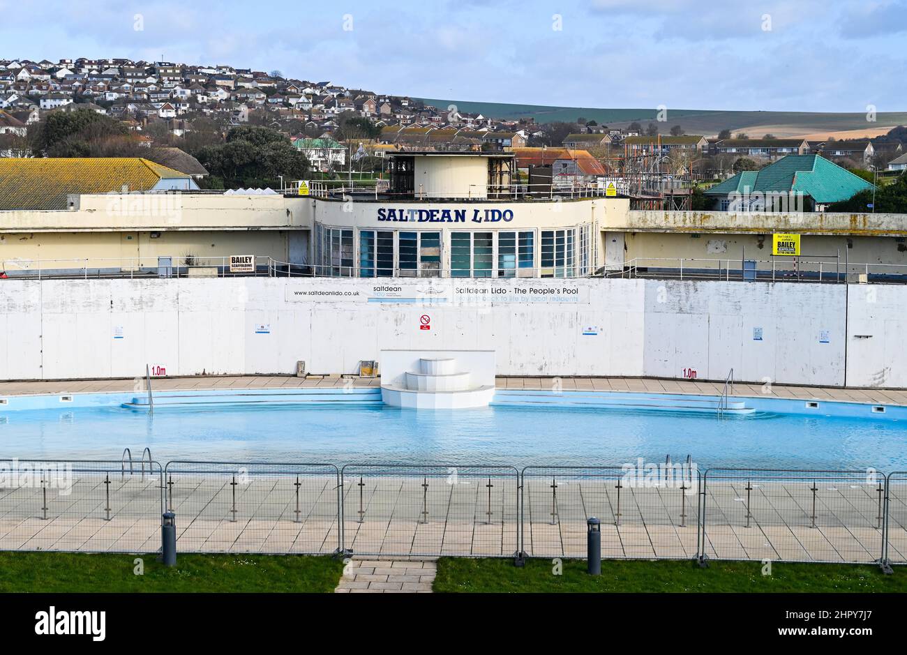 Saltdean Lido refurbished swimming pool with the Art Deco building ...