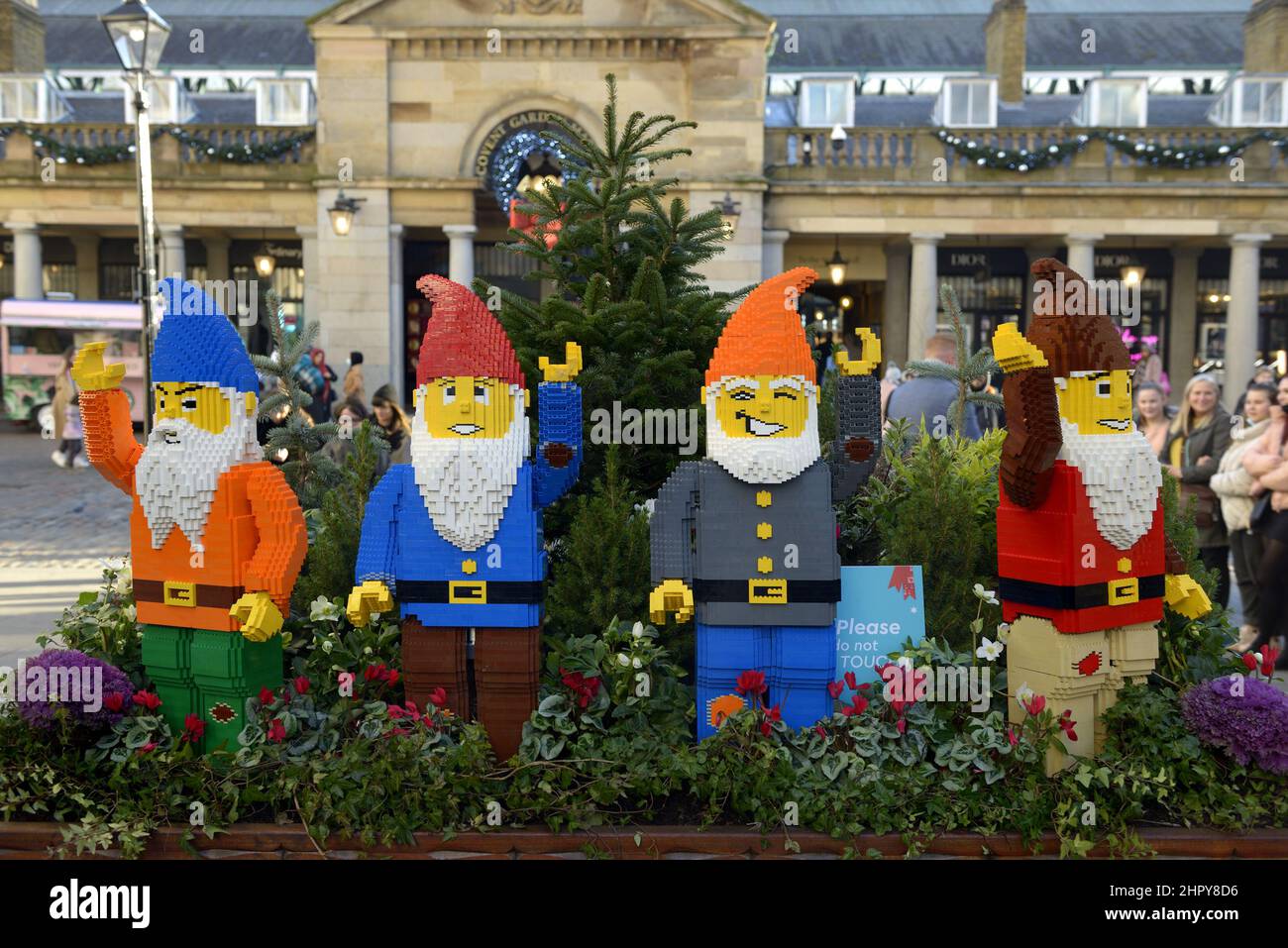 London, England, UK. Lego gnomes in Covent Garden December 2021 Stock ...