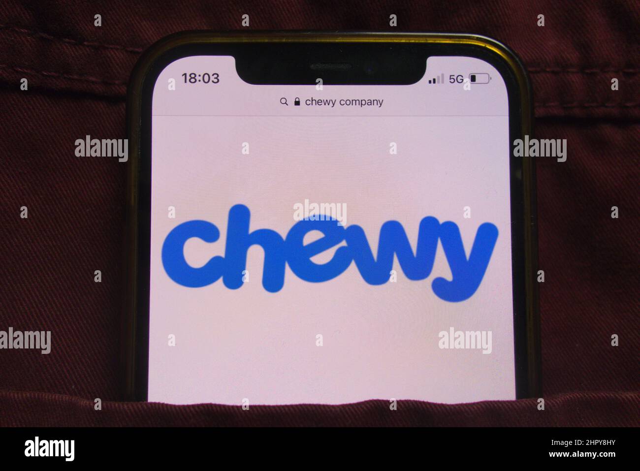 KONSKIE, POLAND - February 22, 2022: Chewy Inc logo displayed on mobile ...