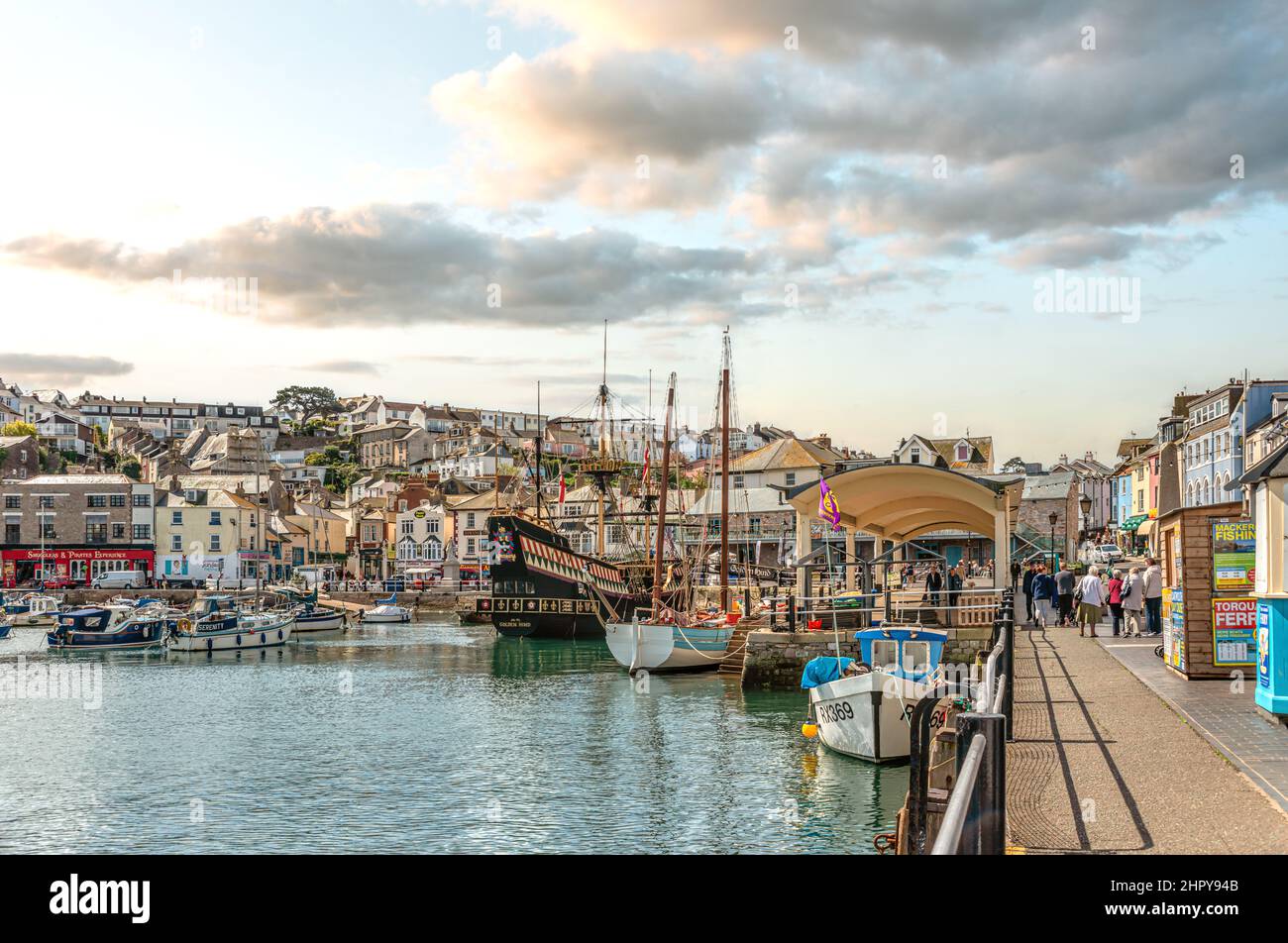 Waterfront of Brixham at the Torbay coast, England, Devon, UK Stock ...