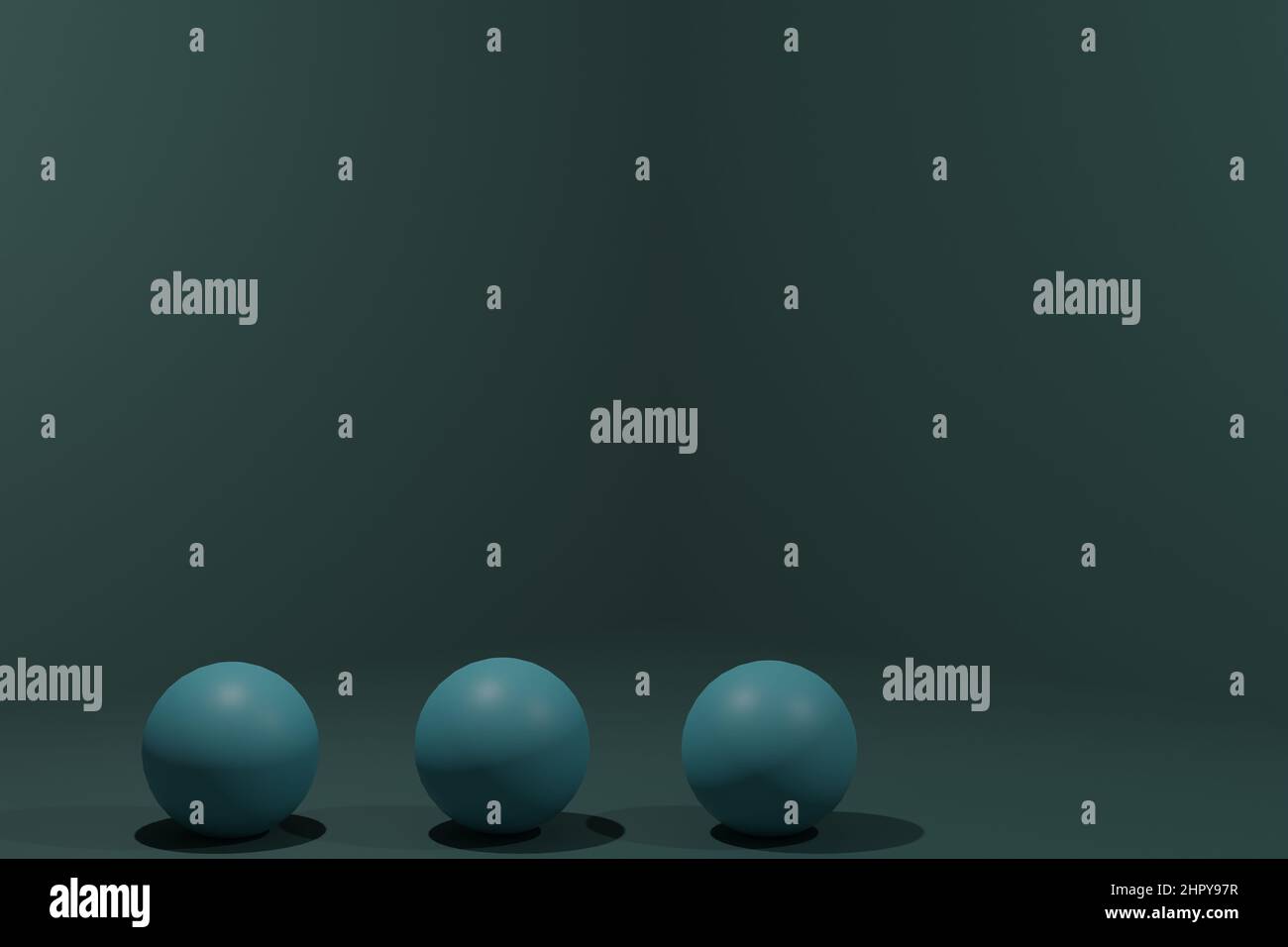 Three green rubber balls isolated on green background. 3d render Stock ...