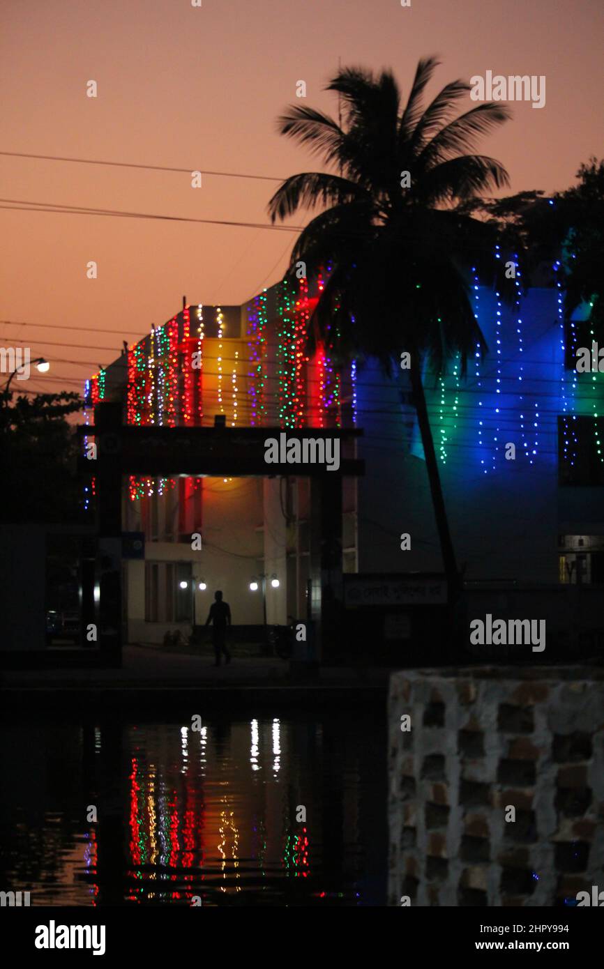 31-Oct-2021, Barguna,Bangladesh. The building is decorated with Stock ...