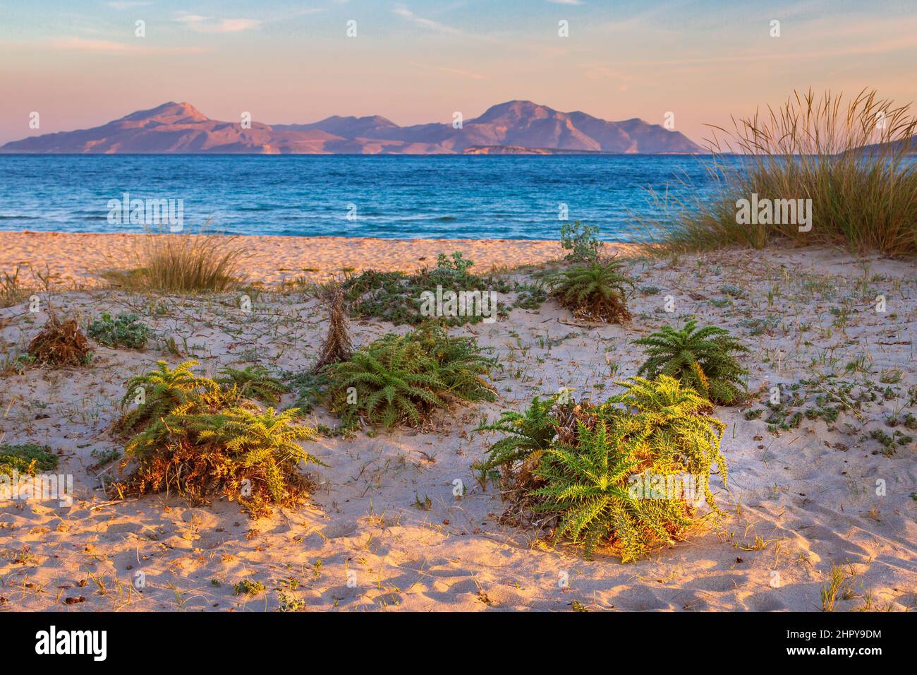 Scenic shot of sand on the beach of Kos Island in Greece Stock Photo ...