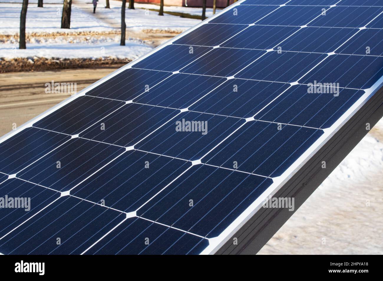 Solar panel on a city street closeup Stock Photo - Alamy