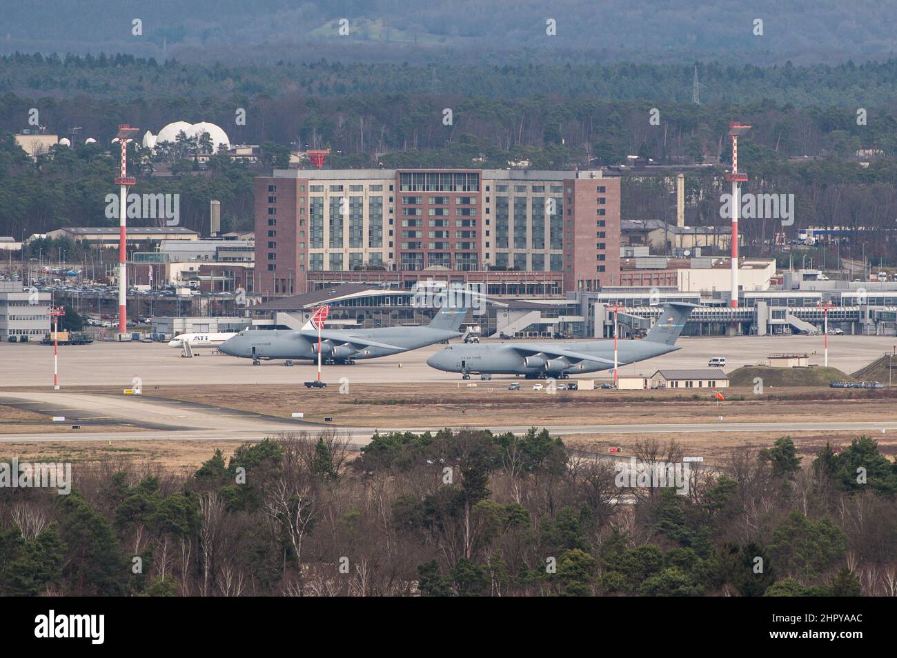 Ramstein Miesenbach, Germany. 24th Feb, 2022. U.S. Air Force planes ...