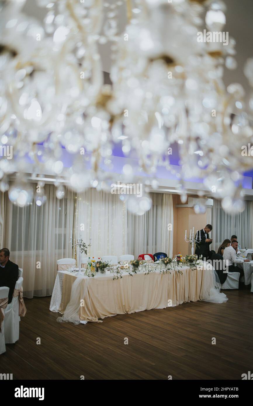 Shallow focus of an interior design of wedding hall Stock Photo - Alamy