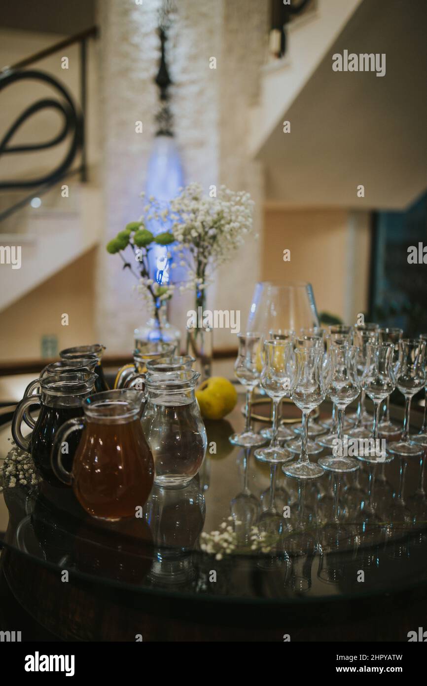 Closeup of a table of drinks design for a wedding ceremony Stock Photo ...