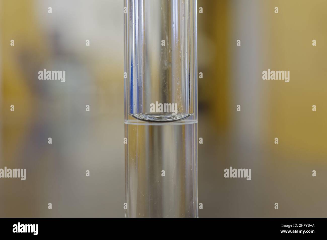 Shallow focus of a The meniscus for reading volume of a flask Stock ...