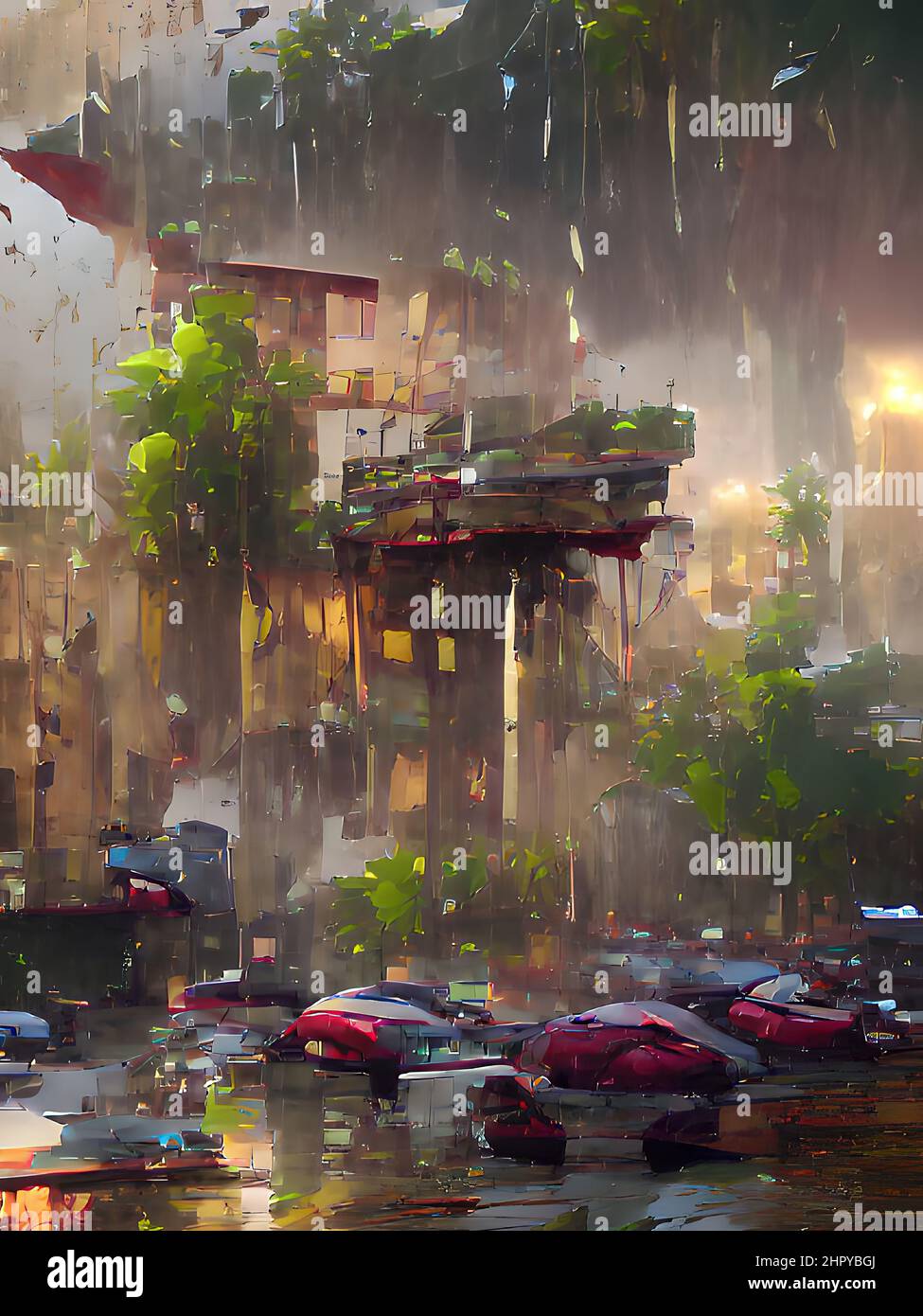 Graphic illustration of a strong rain in the street Stock Photo - Alamy