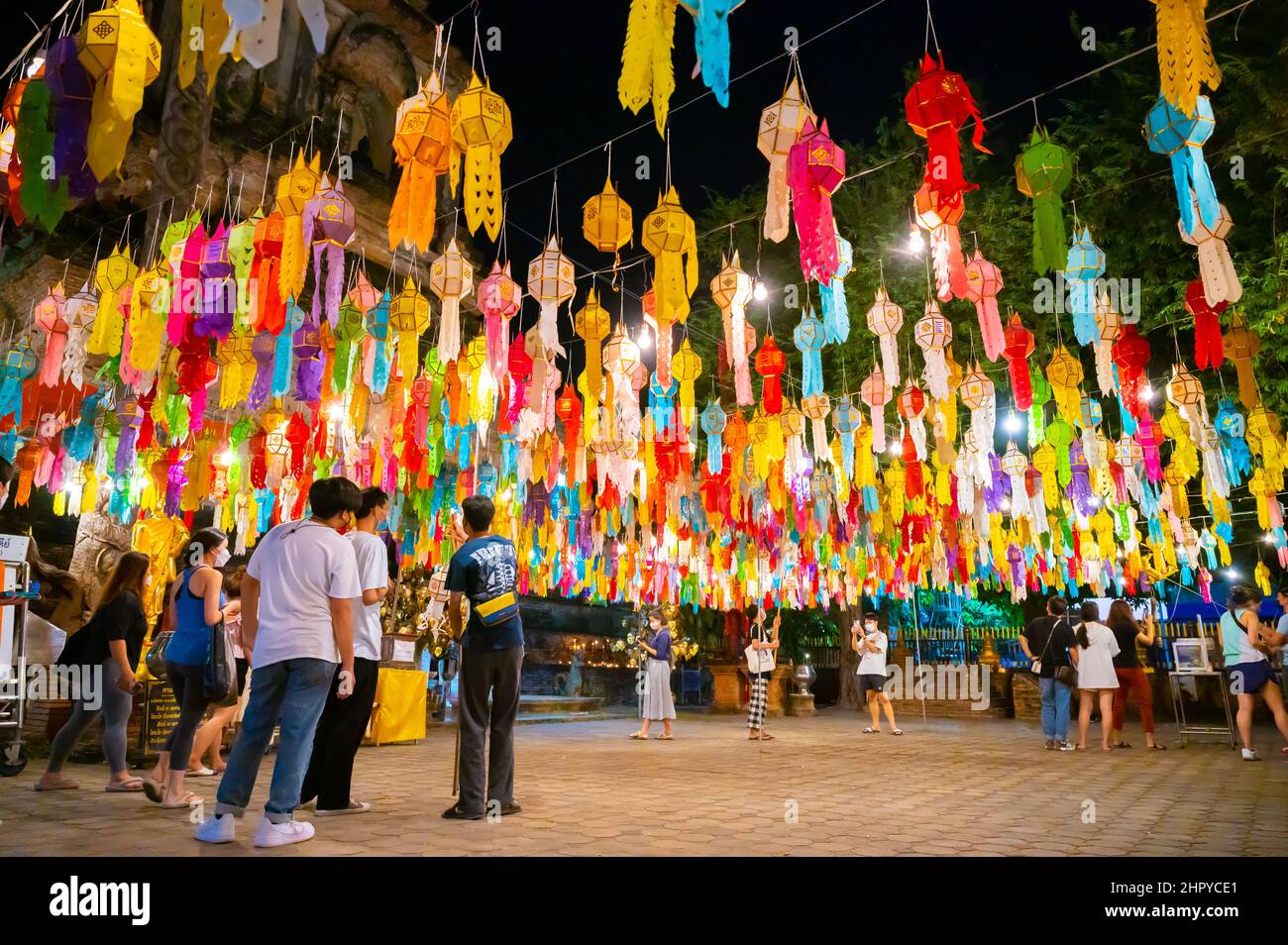 People celebrate the national festival with lanterns glowing. Bangkok, Thailand Stock Photo - Alamy