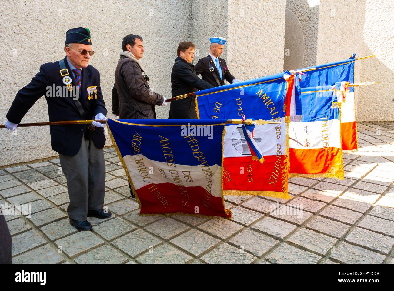 Paris, France, Old Soldiers with Flags at Annual "Day of Memory ...