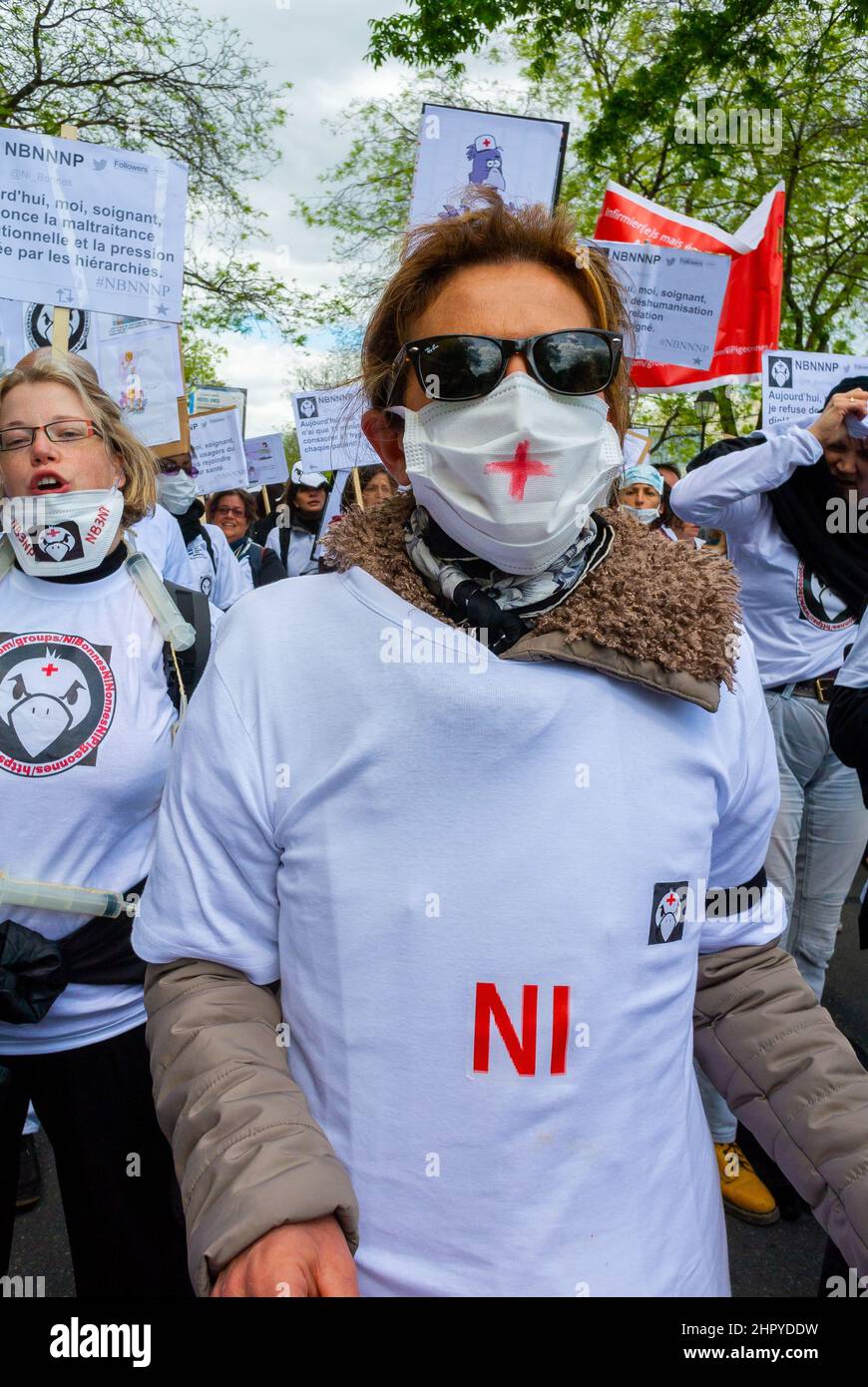 Paris, France, Health Workers, Nurses Demonstratioin Against Hospital ...