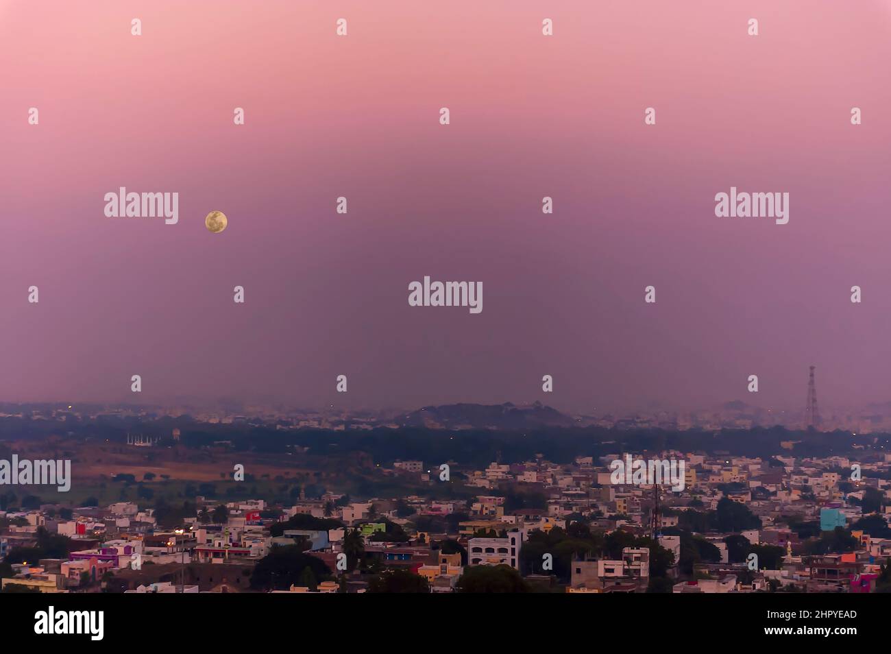 A view of the skyline of Hyderabad city in Telangana, India, from atop ...