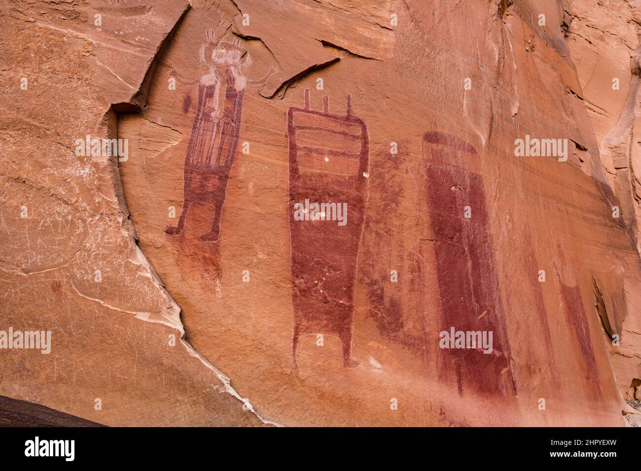 The Barrier Canyon Style pictographs in Black Dragon Canyon on the edge ...