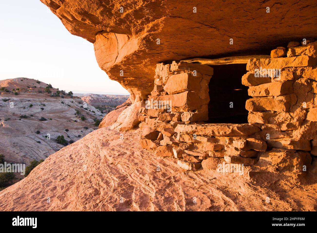 1000-year old Native American Ancestral Pueblan ruins at sunset in ...