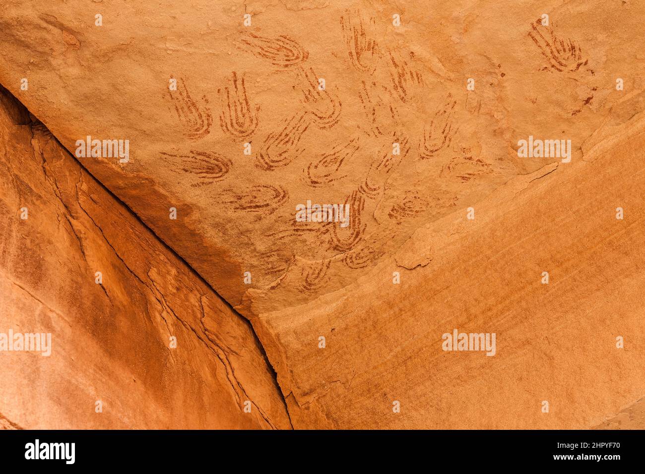 Ancient Native American pictographs of stylized hand prints in the ...