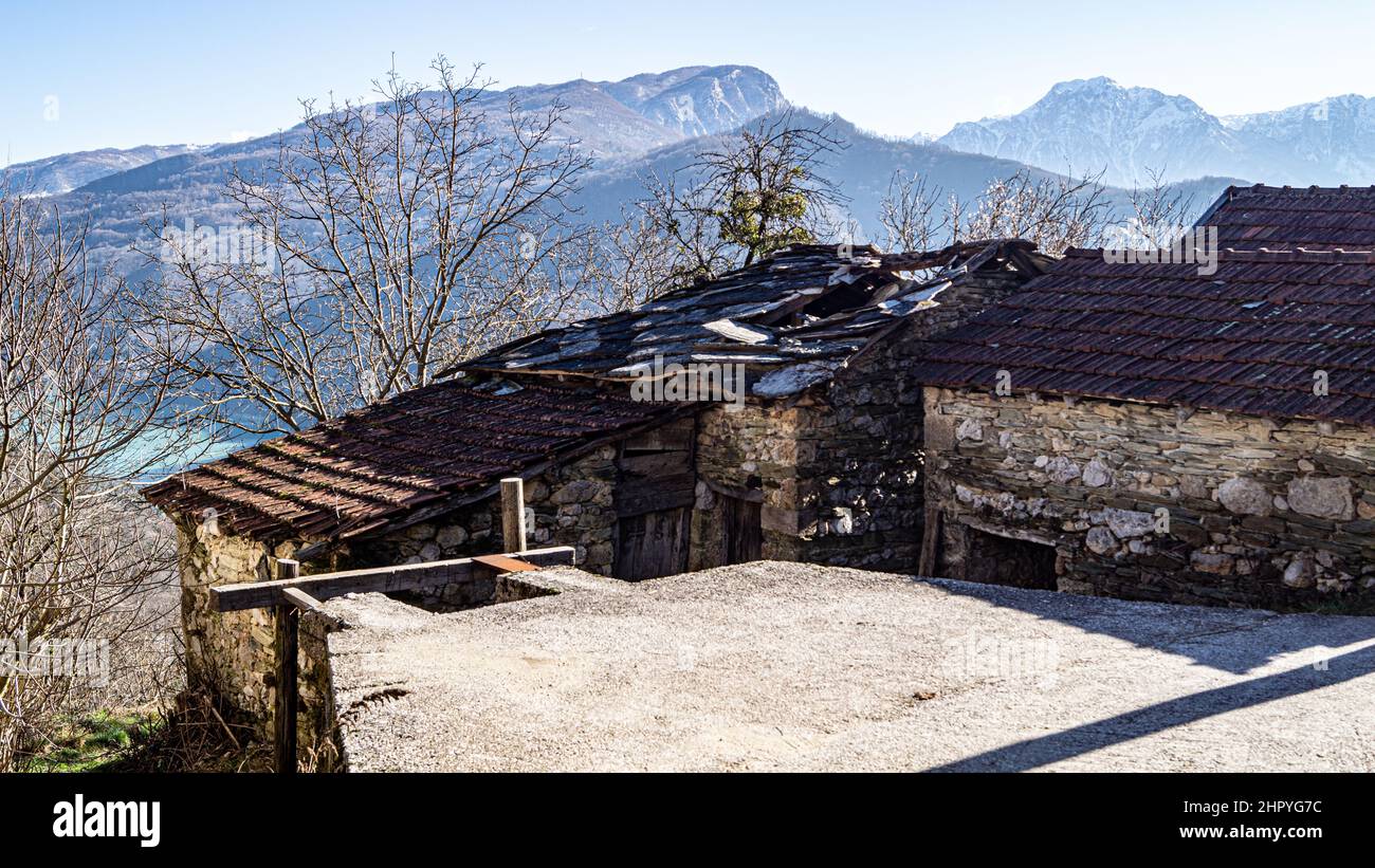 Beautiful view of old buildings in a village Stock Photo - Alamy
