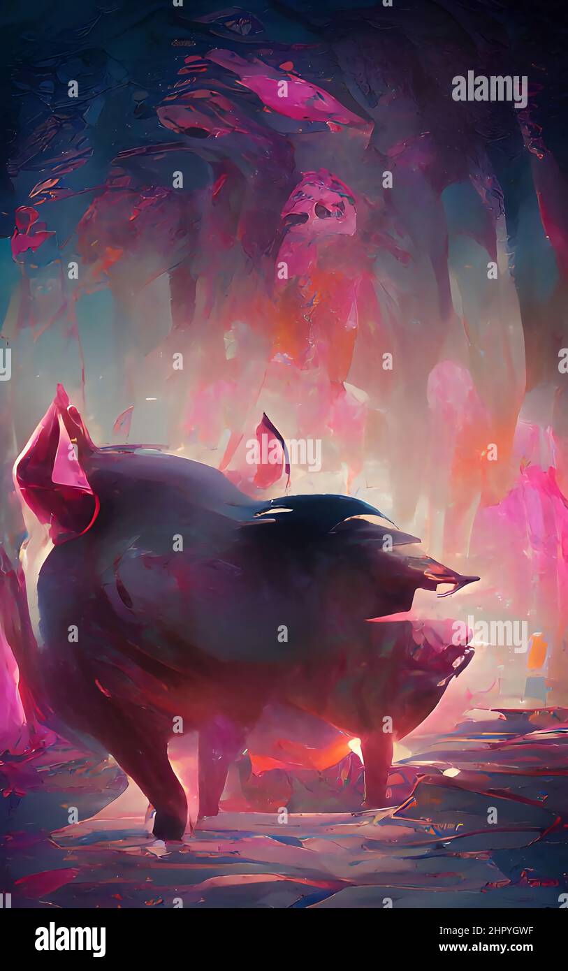 Abstract graphic illustration of a pig on a colorful background Stock ...