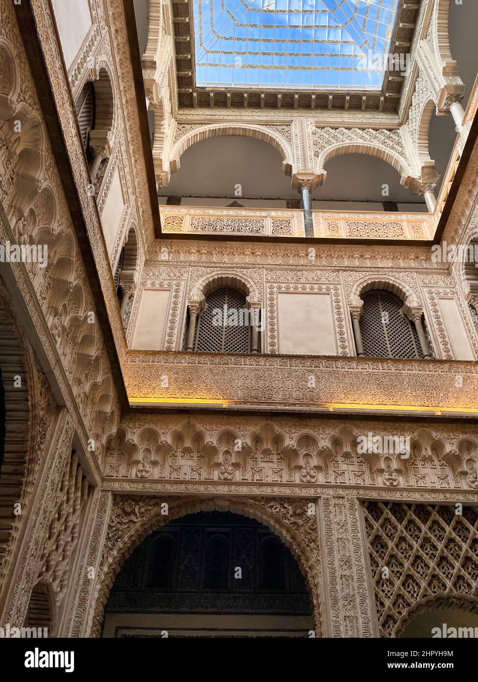 Interior of the palace of Real Alcazar in Seville, Spain Stock Photo ...