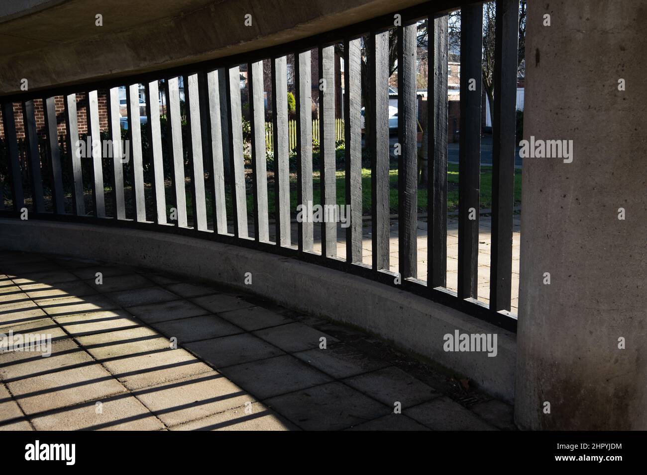 Metal fence as an architectural feature at Longbenton Metro Station ...