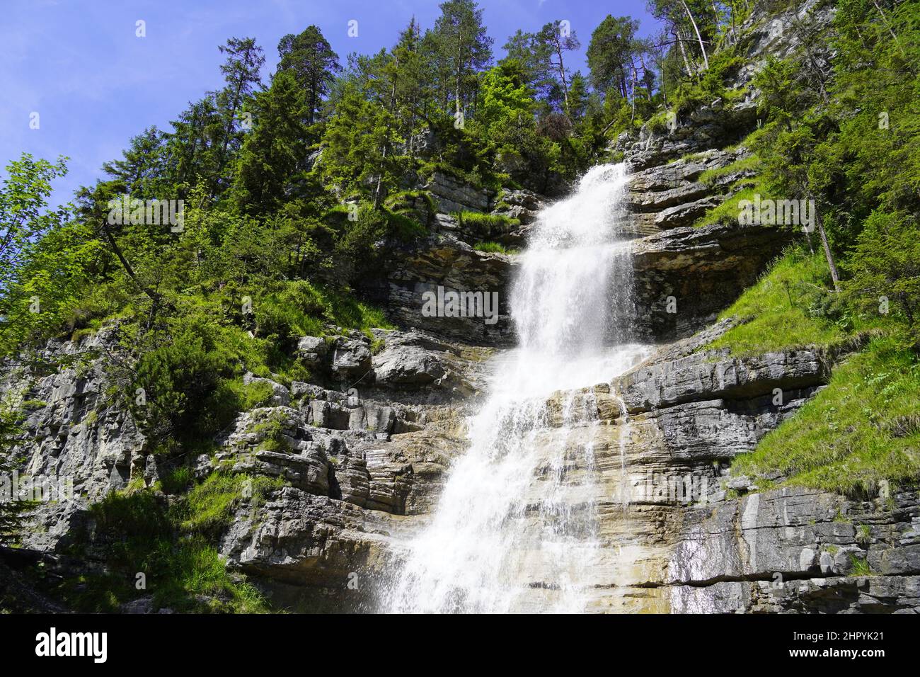 Haselgehr waterfall surrounded by greenery in Tyrol, Austria Stock ...