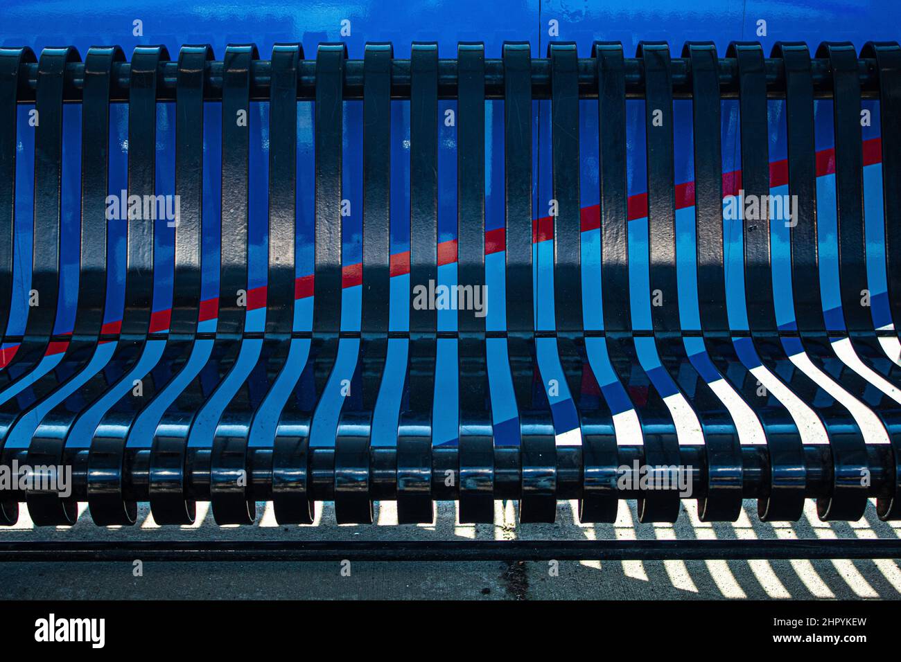 Closeup shot of the bus stop bench Stock Photo - Alamy