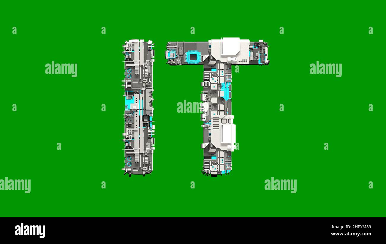 IT blue and grey metal text in cyberpunk style, isolated - object 3D ...