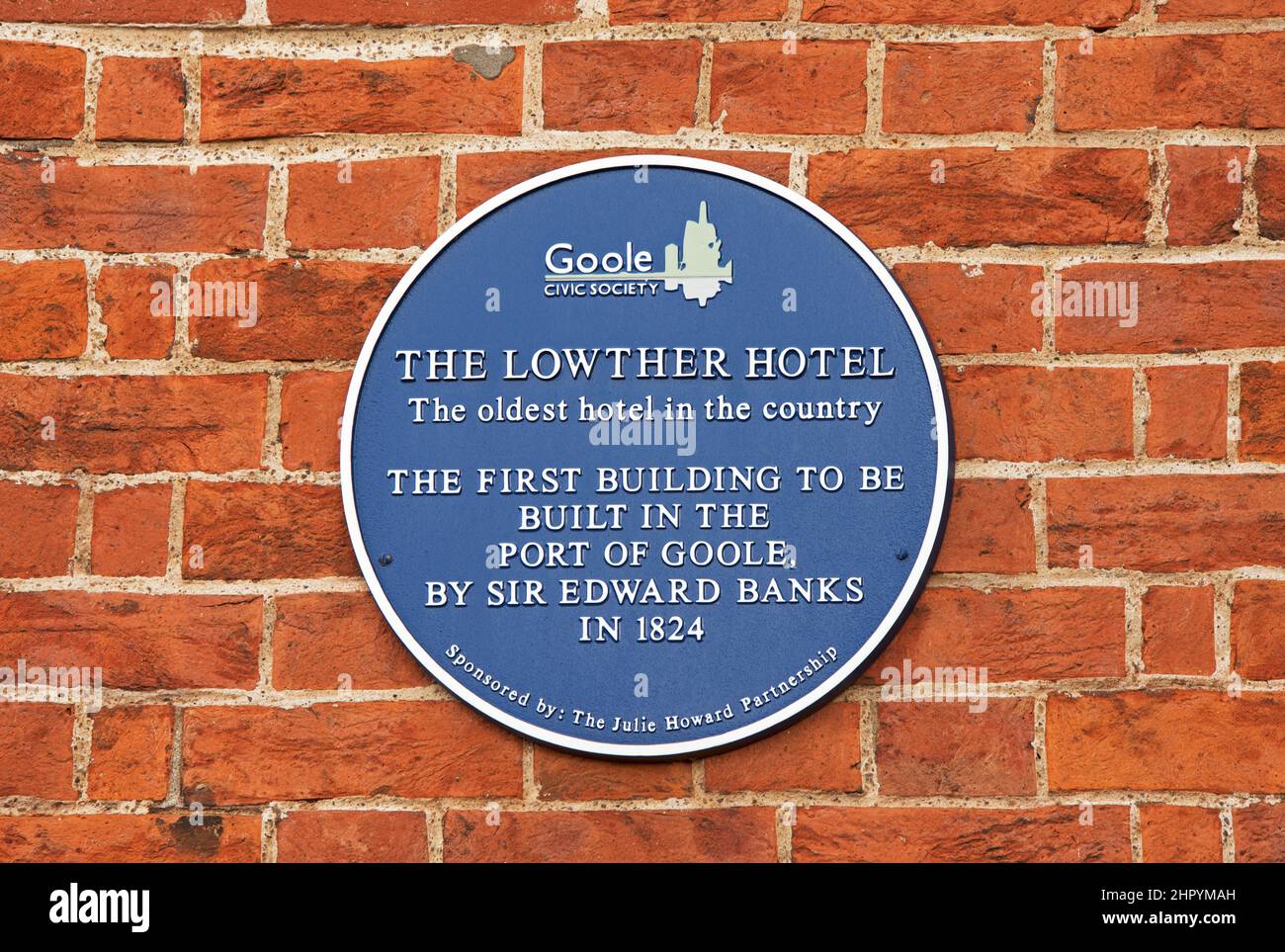 Plaque on the facade of the Lowther Hotel, the first building to be ...