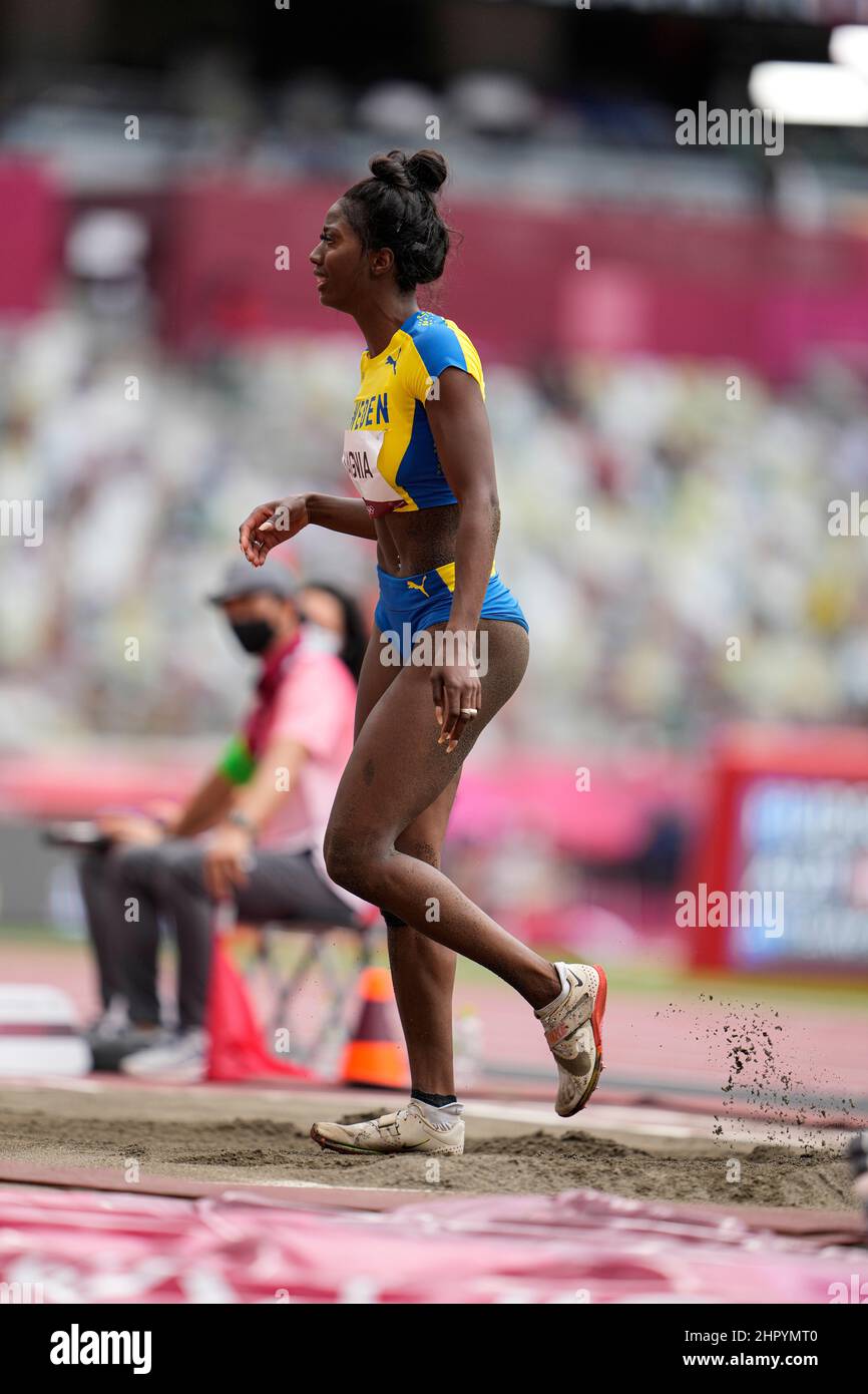 Khaddi Sagnia participating in the Tokyo 2020 Olympic Games in the long ...