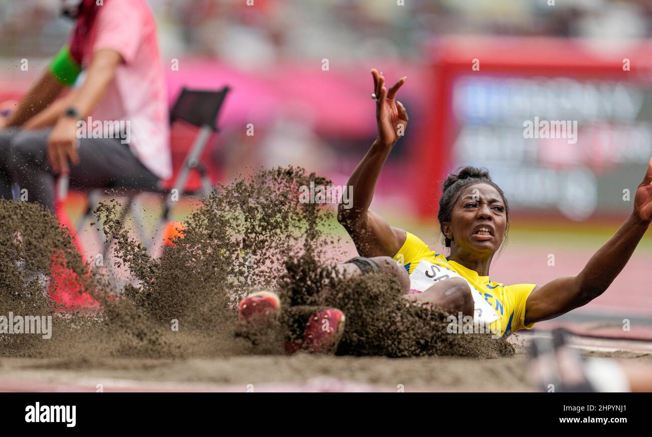 Khaddi Sagnia participating in the Tokyo 2020 Olympic Games in the long ...