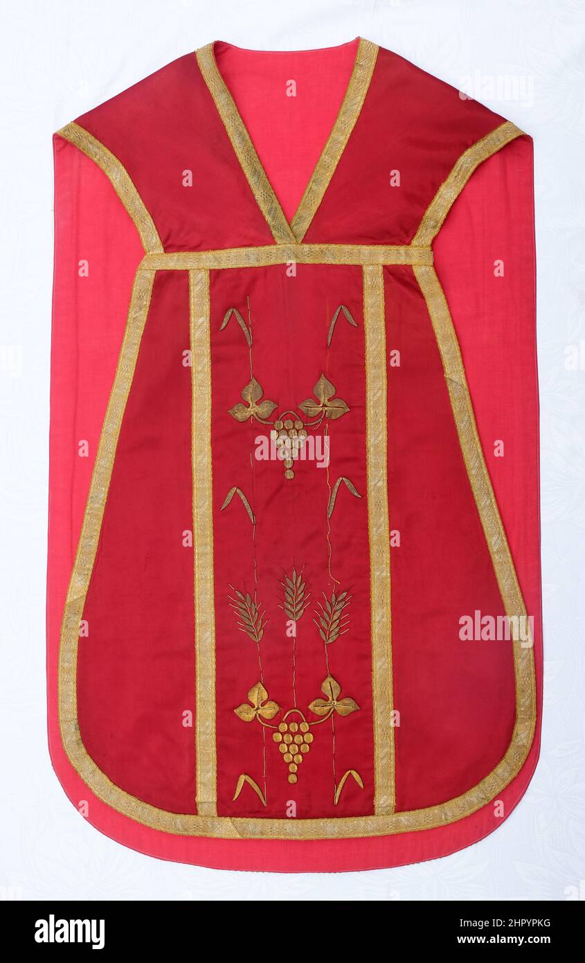 Gold embroidered church chasubles Stock Photo - Alamy