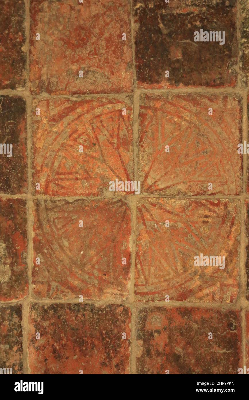 14th Century floor tiles in St Mary's church, The Street, Brook ...