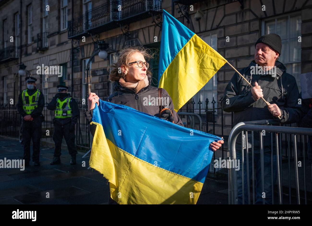 People take part in "Stand with Ukraine" public demonstration outside ...