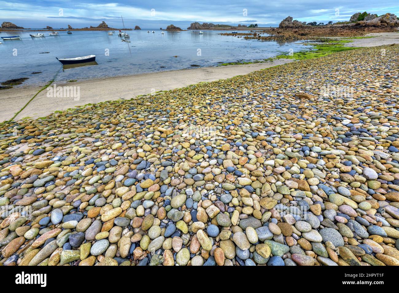 Impressive granite, dolerite and diorite pebbles on the coast ...