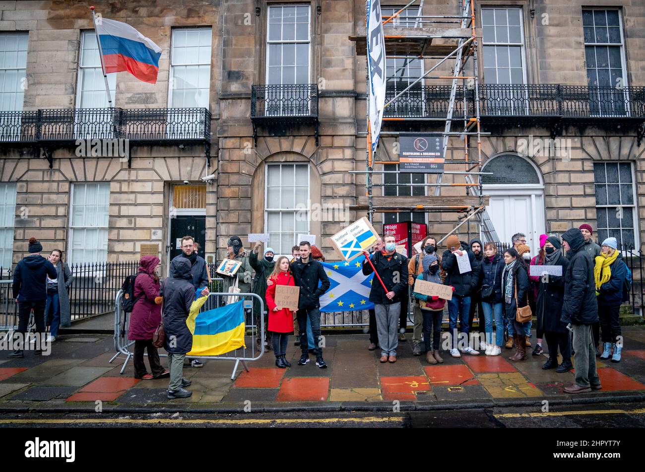 People take part in "Stand with Ukraine" public demonstration outside ...