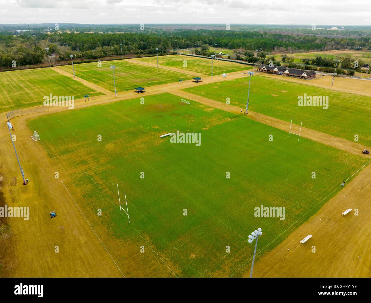 Aerial drone photo of soccer fields Stock Photo - Alamy