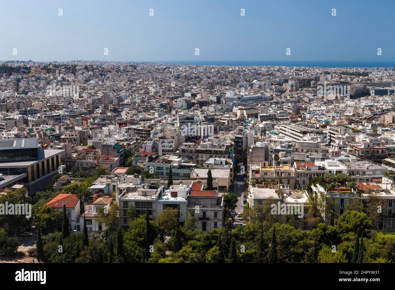 Greece, Athens, panoramic view on the city from the Athenian Acropolis ...