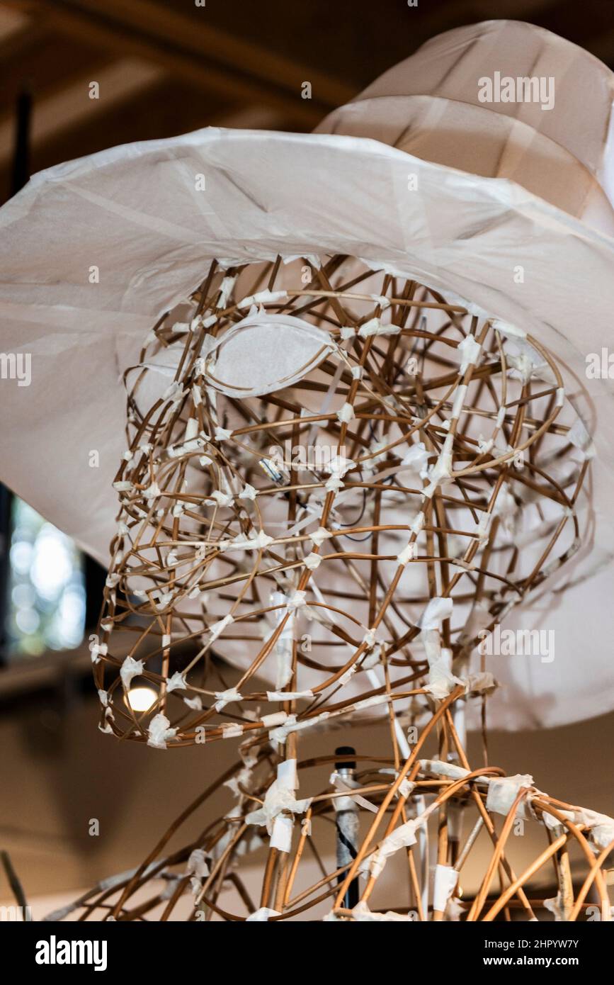 A large paper and withy sculpture of a figure made by sculptor Anthony ...