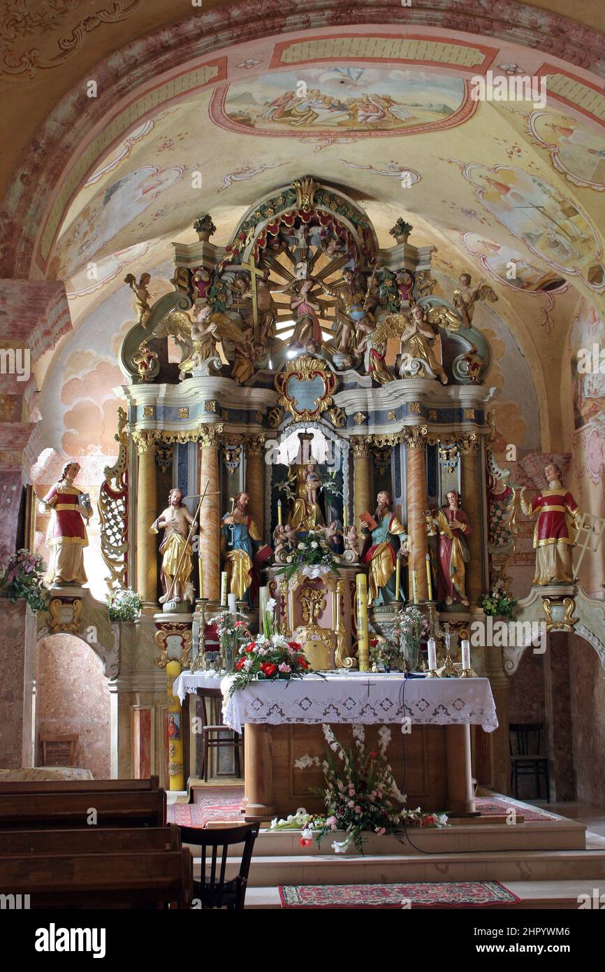High altar in the Church of Our Lady of Dol in Dol, Croatia Stock Photo ...