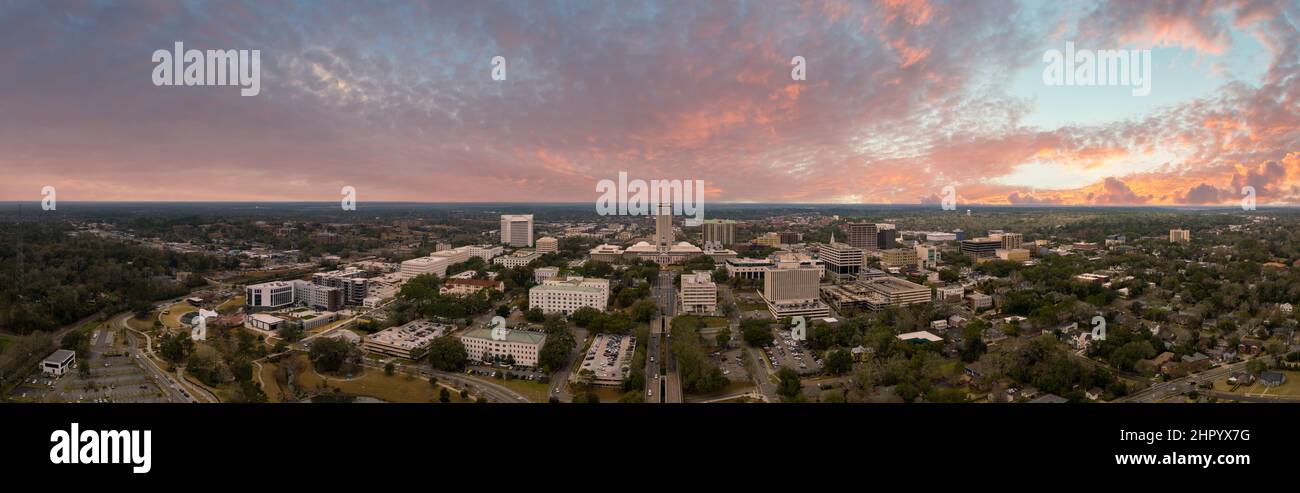 Aerial panorama Florida State Capitol Building Downtown Tallahassee ...