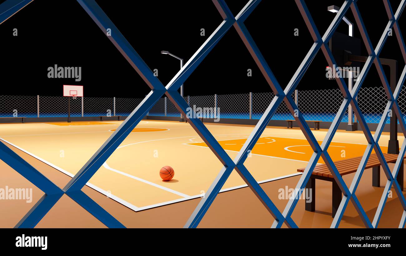 Street basketball court. Sport team concept.3d illustration Stock Photo ...