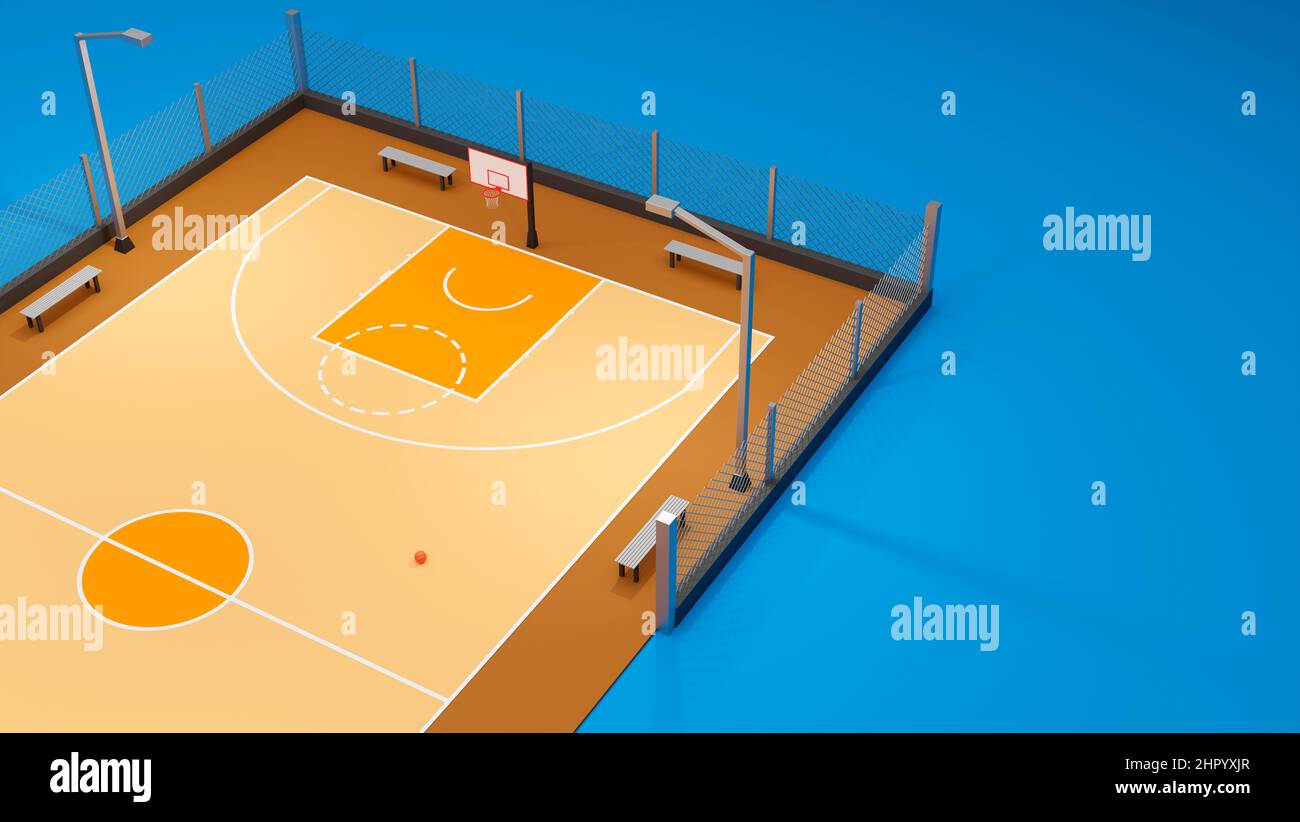 Street basketball court. Sport team concept.3d illustration Stock Photo ...