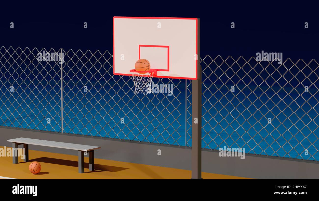 Street basketball court. Sport team concept.3d illustration Stock Photo ...